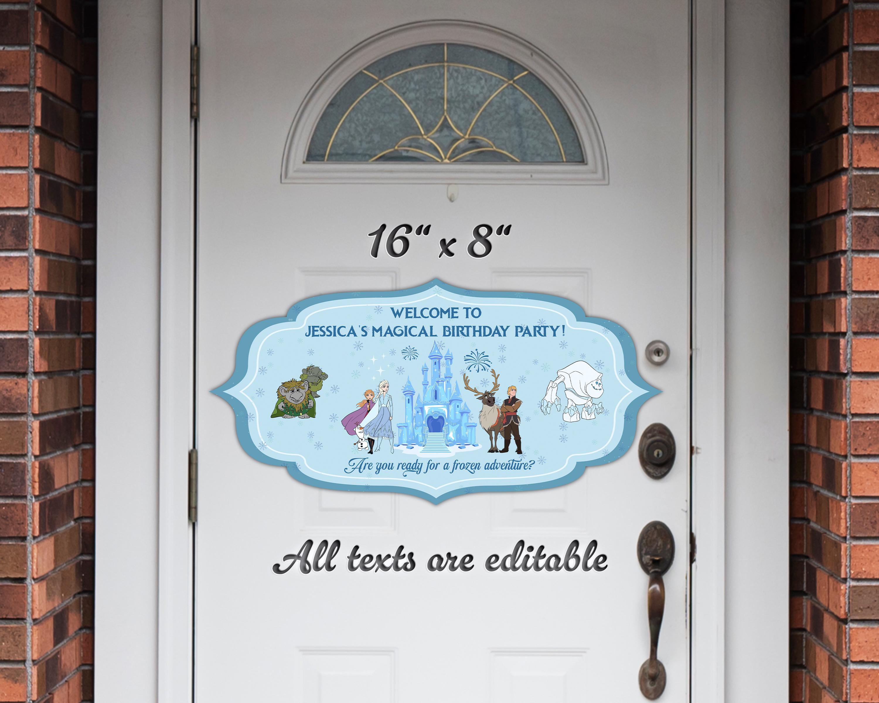 Printable Frozen Door Sign, Elsa and Anna Welcome Sign, Kids Birthday ...