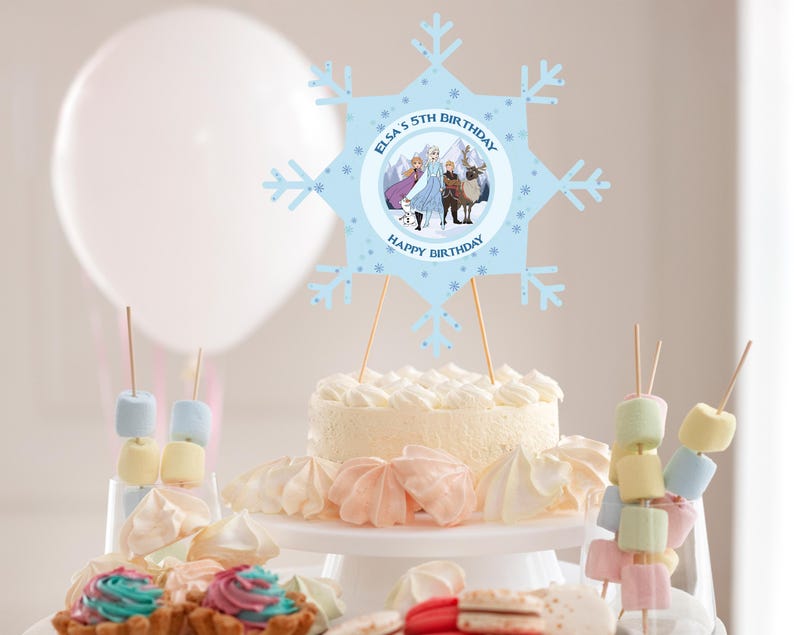 Printable Frozen Birthday Cake Topper, Elsa and Anna Cake Topper, Kids ...