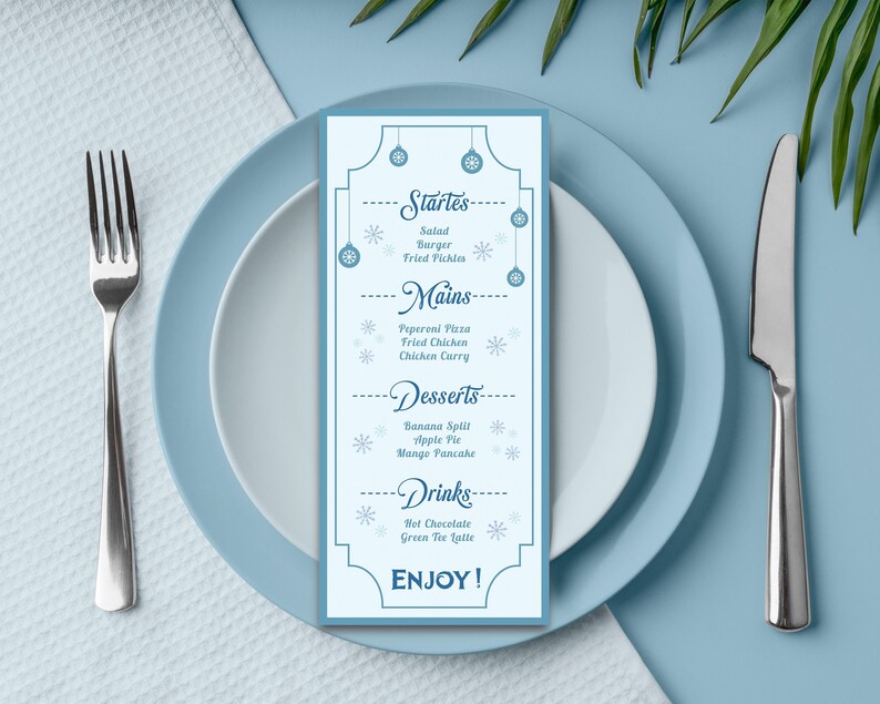 Printable Frozen Dinner Menu Template, Editable Party Menu, Elsa Anna ...