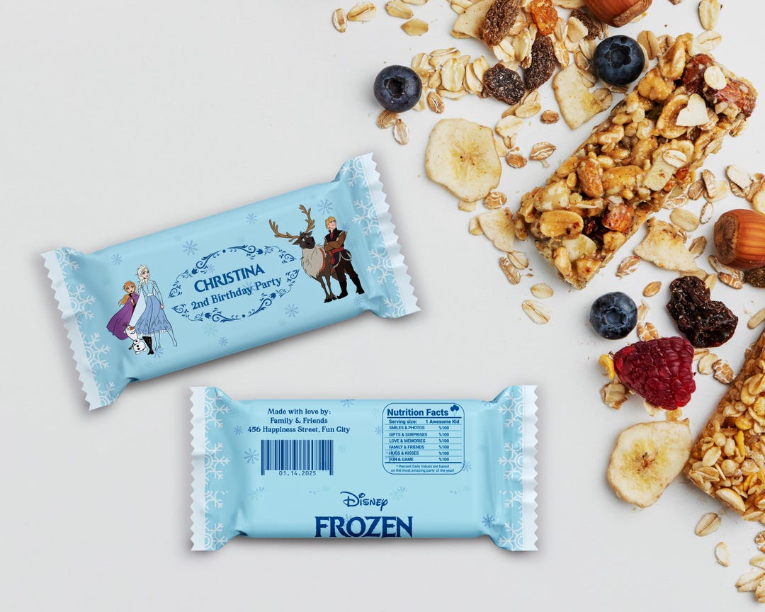 Printable Frozen Chocolate Bar Wrapper, Elsa and Anna Rice Crispy Label ...
