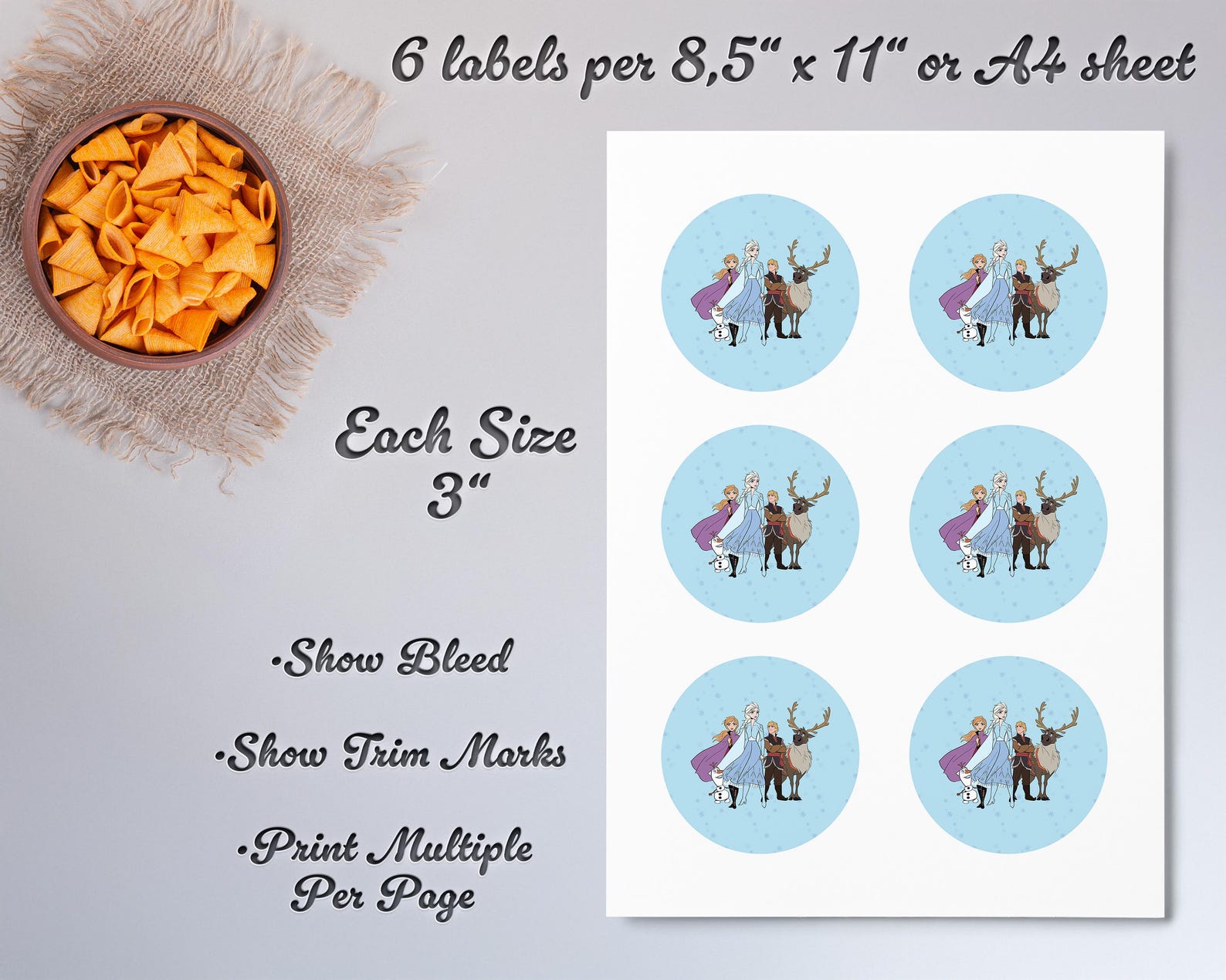 Printable Frozen Pringles Label, Elsa and Anna Snack Tube Label, Kids ...