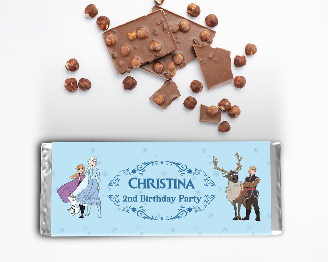 Printable Frozen Chocolate Label, Elsa and Anna Cocolate Bar Label ...