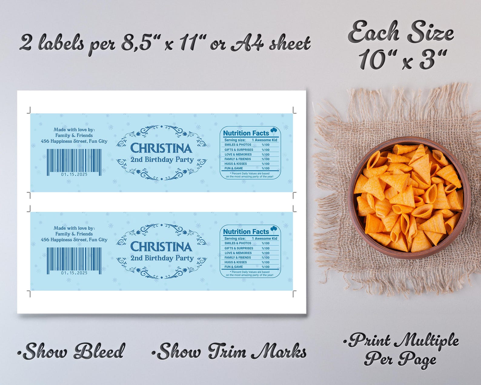 Printable Frozen Pringles Label, Elsa and Anna Snack Tube Label, Kids ...