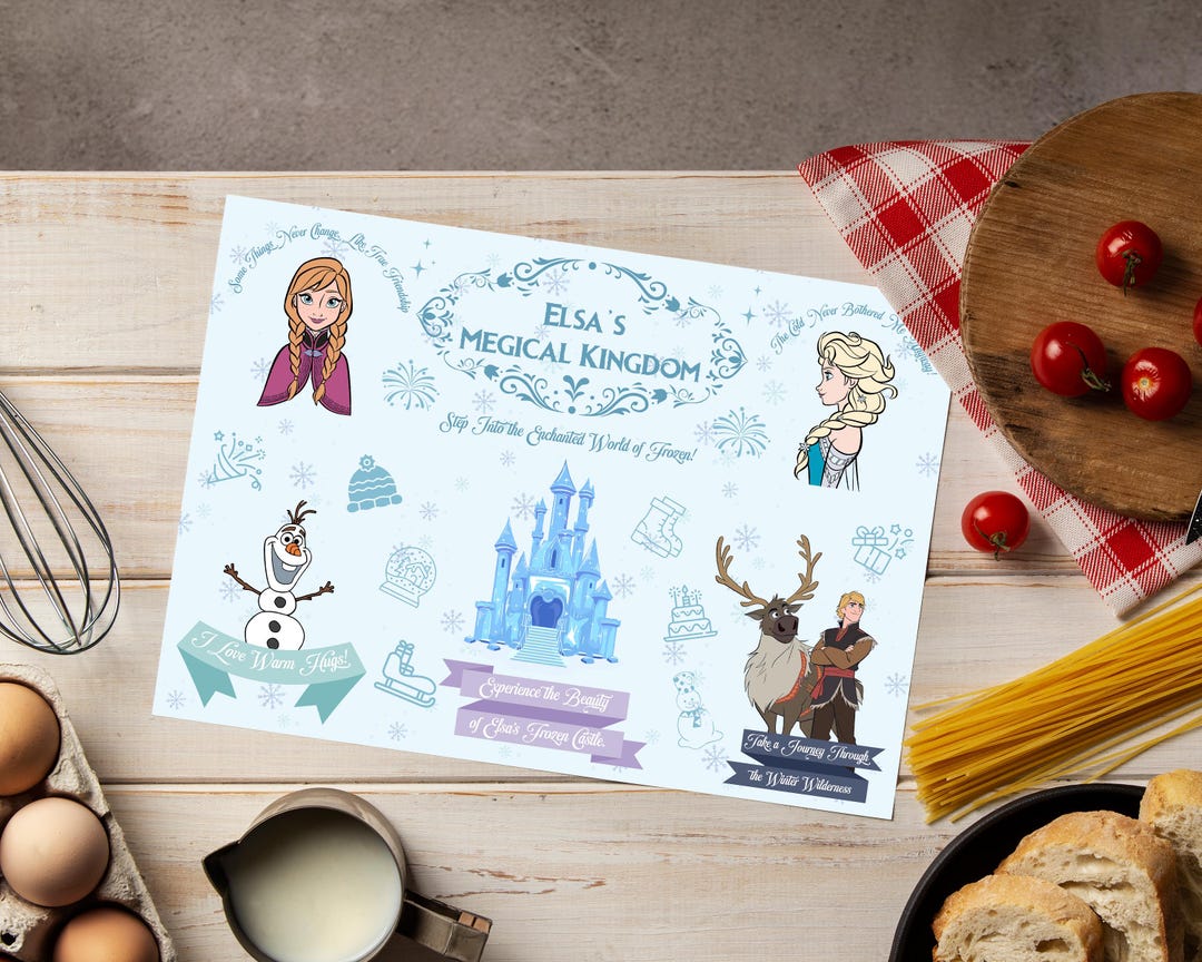Printable Disney Frozen Place Mat, Frozen Birthday Party Decoration ...