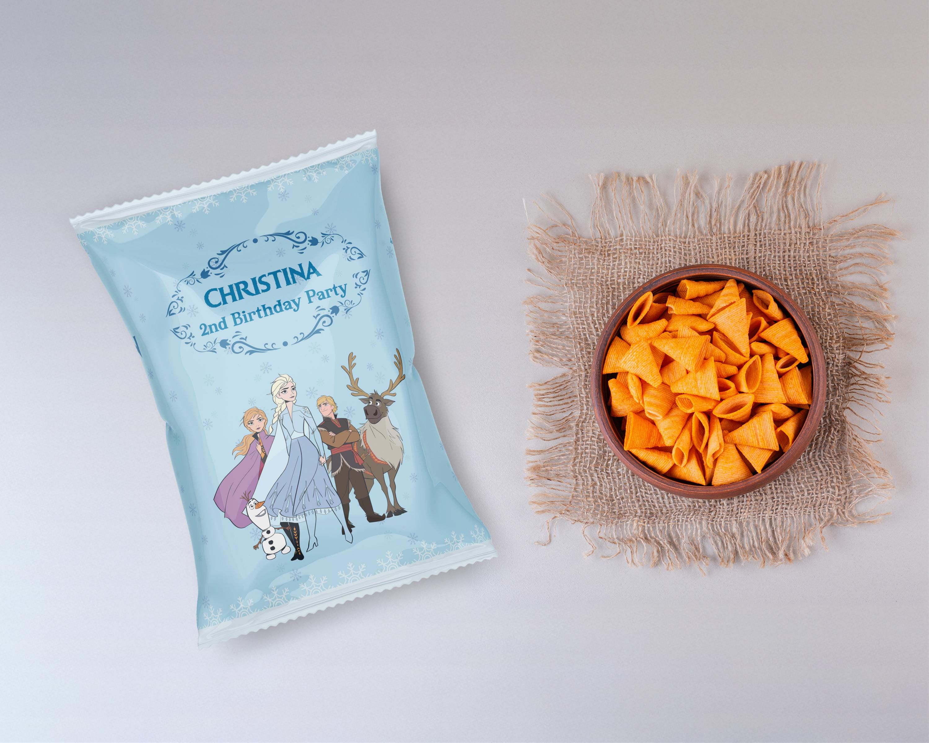 Printable Frozen Chip Bag Label, Elsa and Anna Chip Template, Kids ...