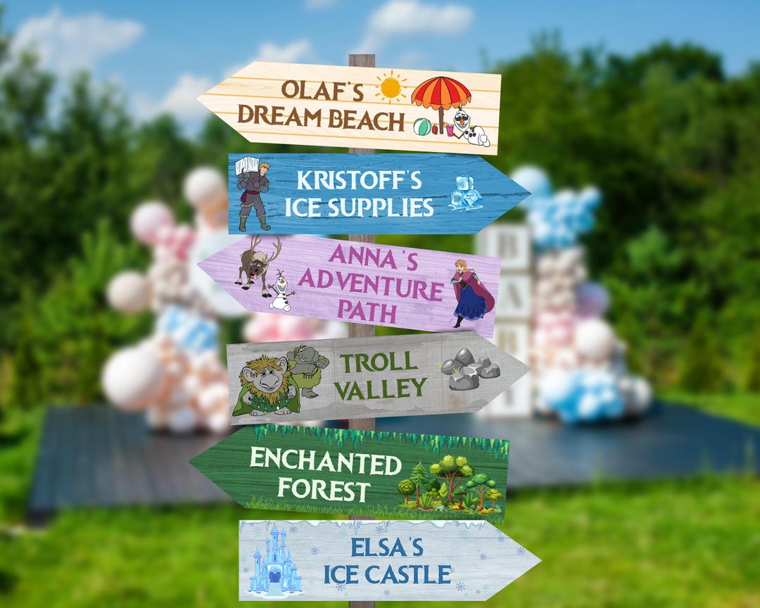 Printable Disney Frozen Directional Sign, Frozen Birthday Party ...