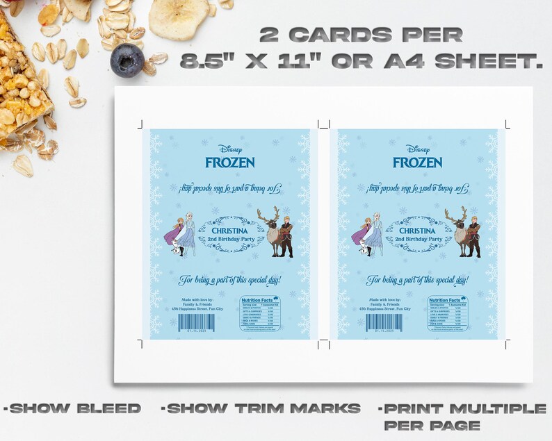 Printable Frozen Chocolate Bar Wrapper, Elsa and Anna Rice Crispy Label ...