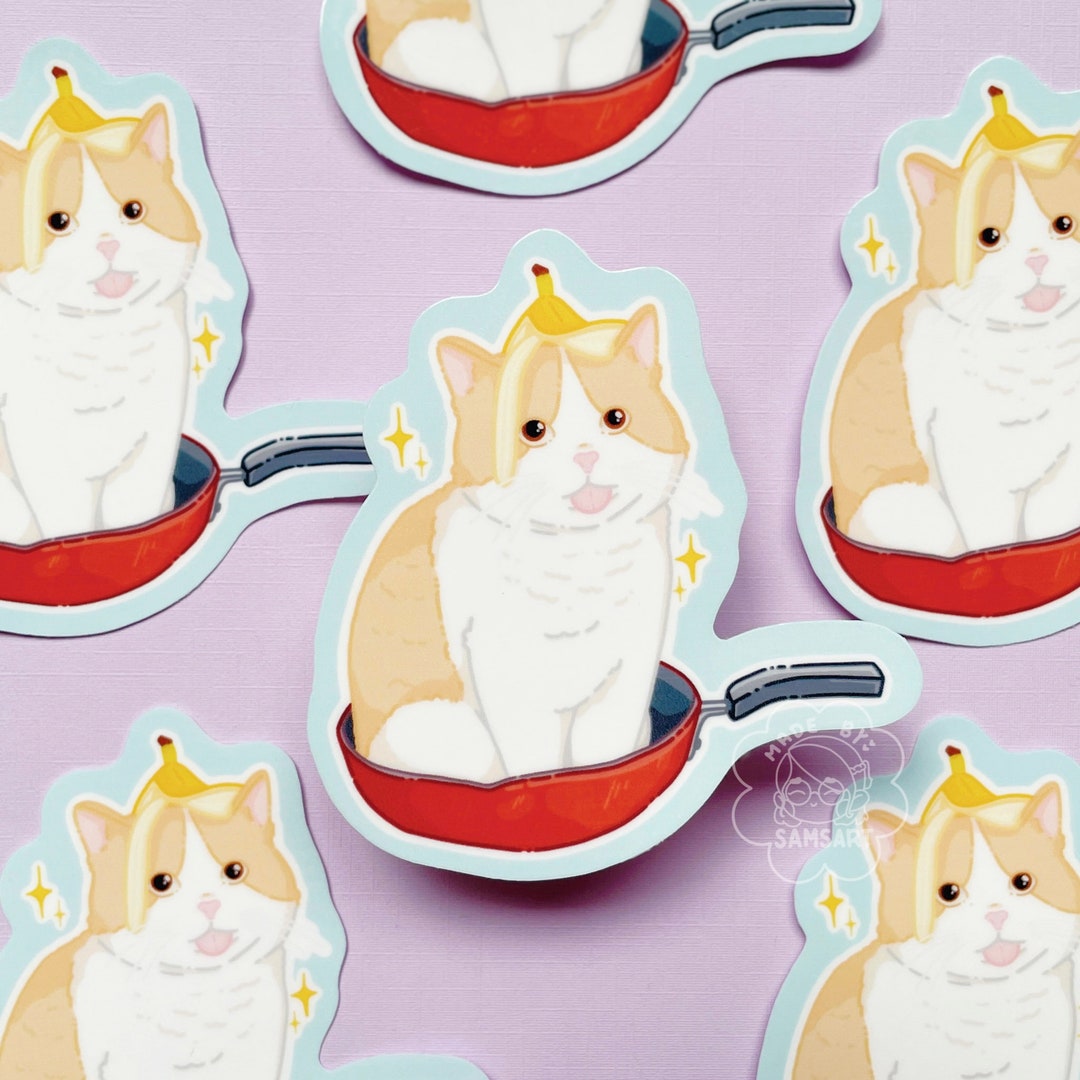 Banana Pancake Cat 3" Meme Vinyl Sticker | Handmade Sticker - Etsy