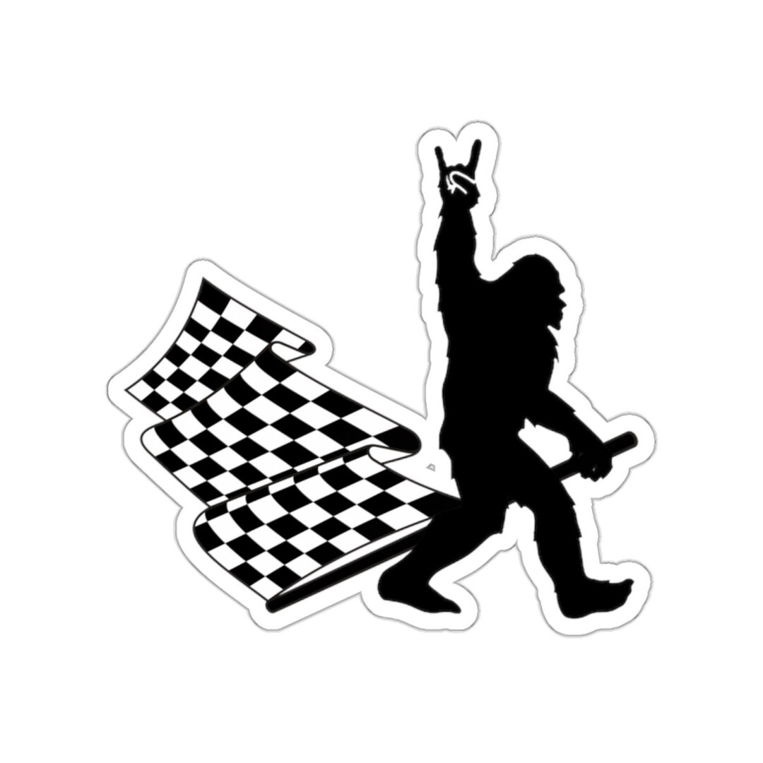 Sasquatch Bigfoot Racing Checkered Flag Die-cut Stickers - Etsy