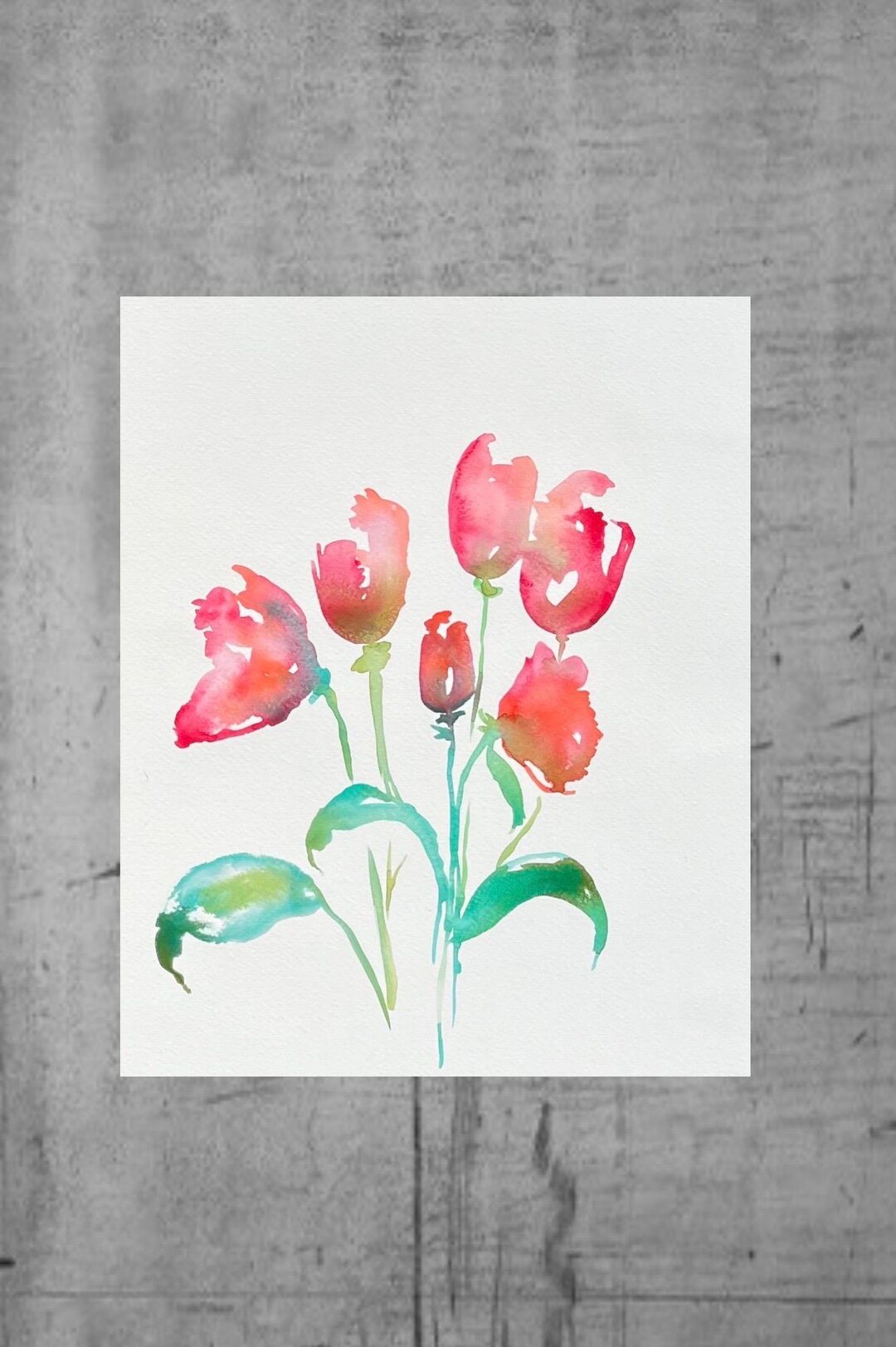 Original Watercolor Tulip Painting, Tulips, Flowers in Bloom, Paintings ...