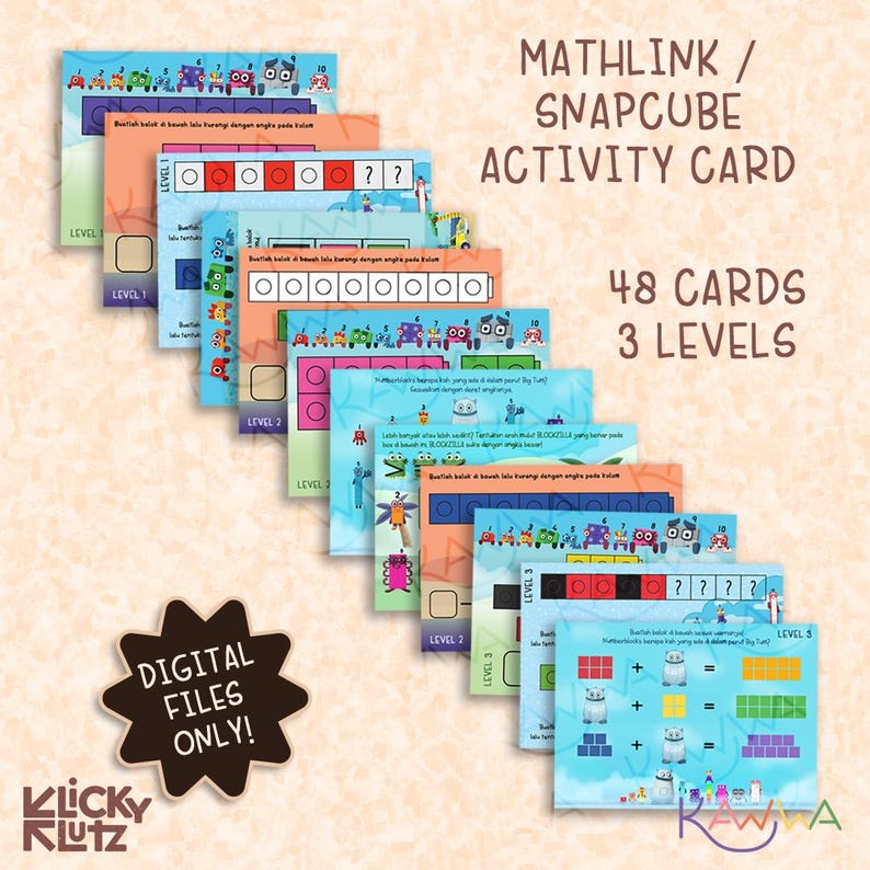 Mathlink Snapcube Activity Card Number Blocs - Etsy