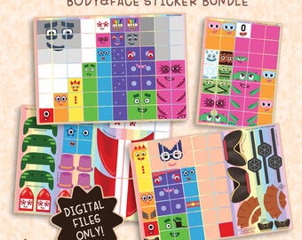 Number Blocs (11-20) Face Body Sticker Bundle. Print Digital Files - Etsy