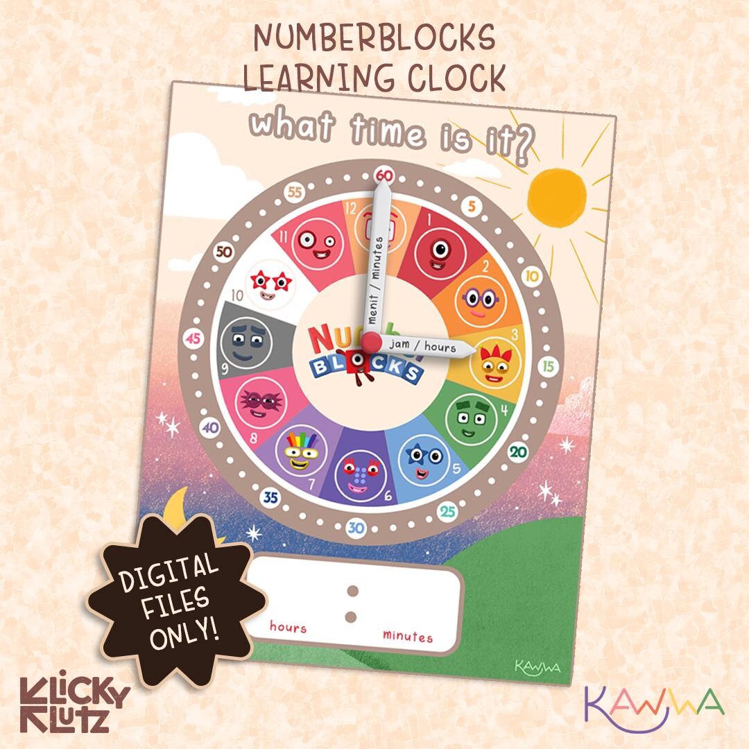 Learning Clocks Telling Time Number Blocs Math Activity - Etsy