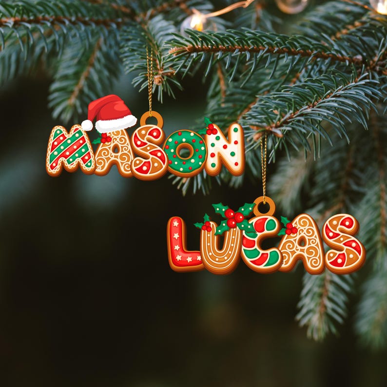 Personalized Gingerbread Alphabet Ornament, Custom Kids Name Christmas ...