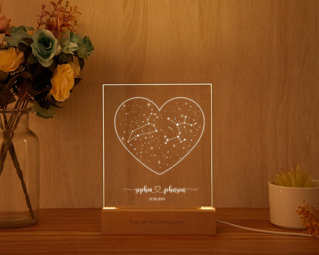 Custom Star Map Night Light, Personalized Constellation Chart Lamp ...