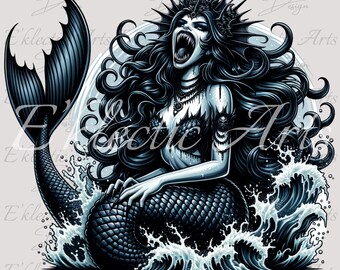 Gothic Mermaid Siren PNG Sublimation Design Digital Download, PNG ...