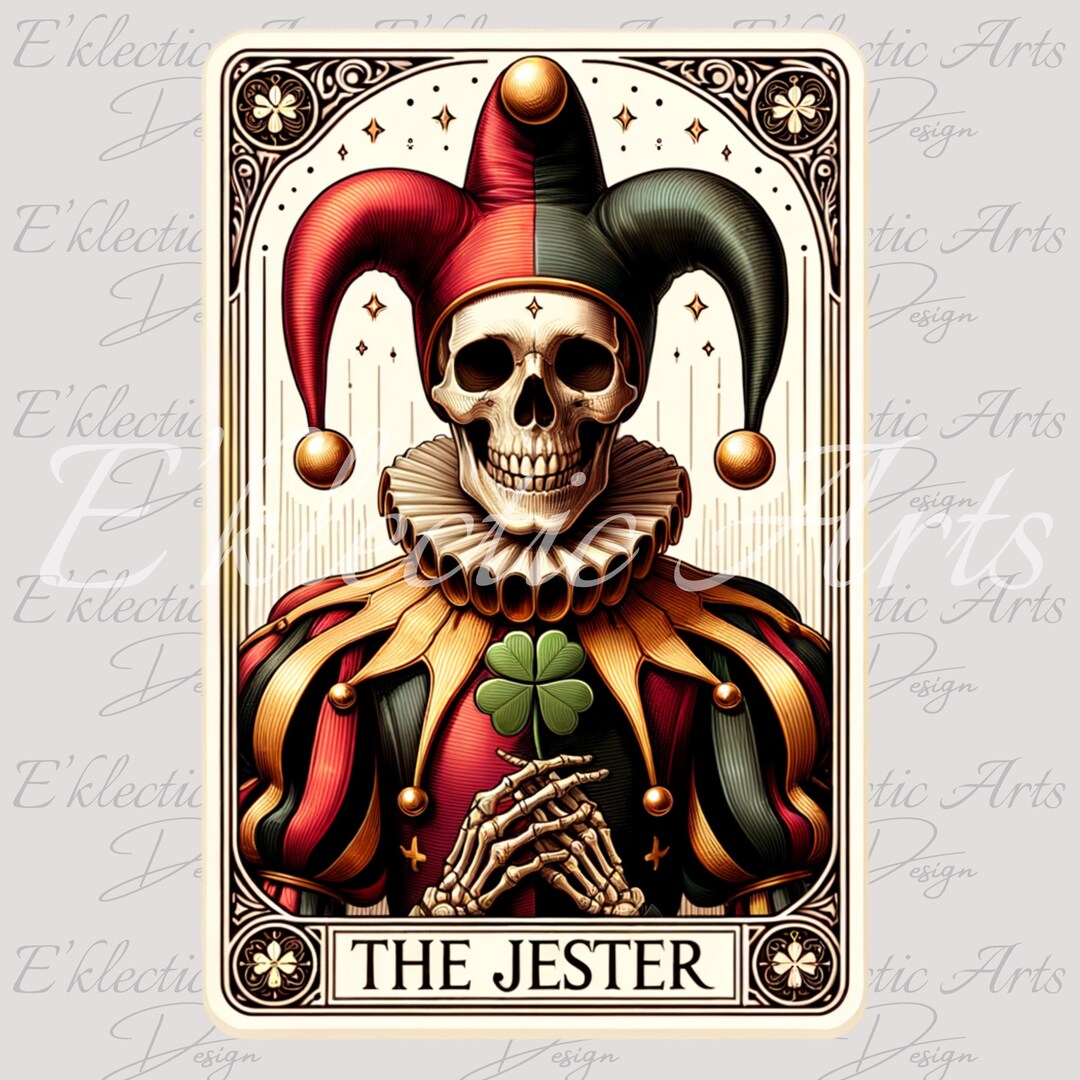Jester Skeleton Tarot Card PNG Sublimation Design Digital Download, PNG ...