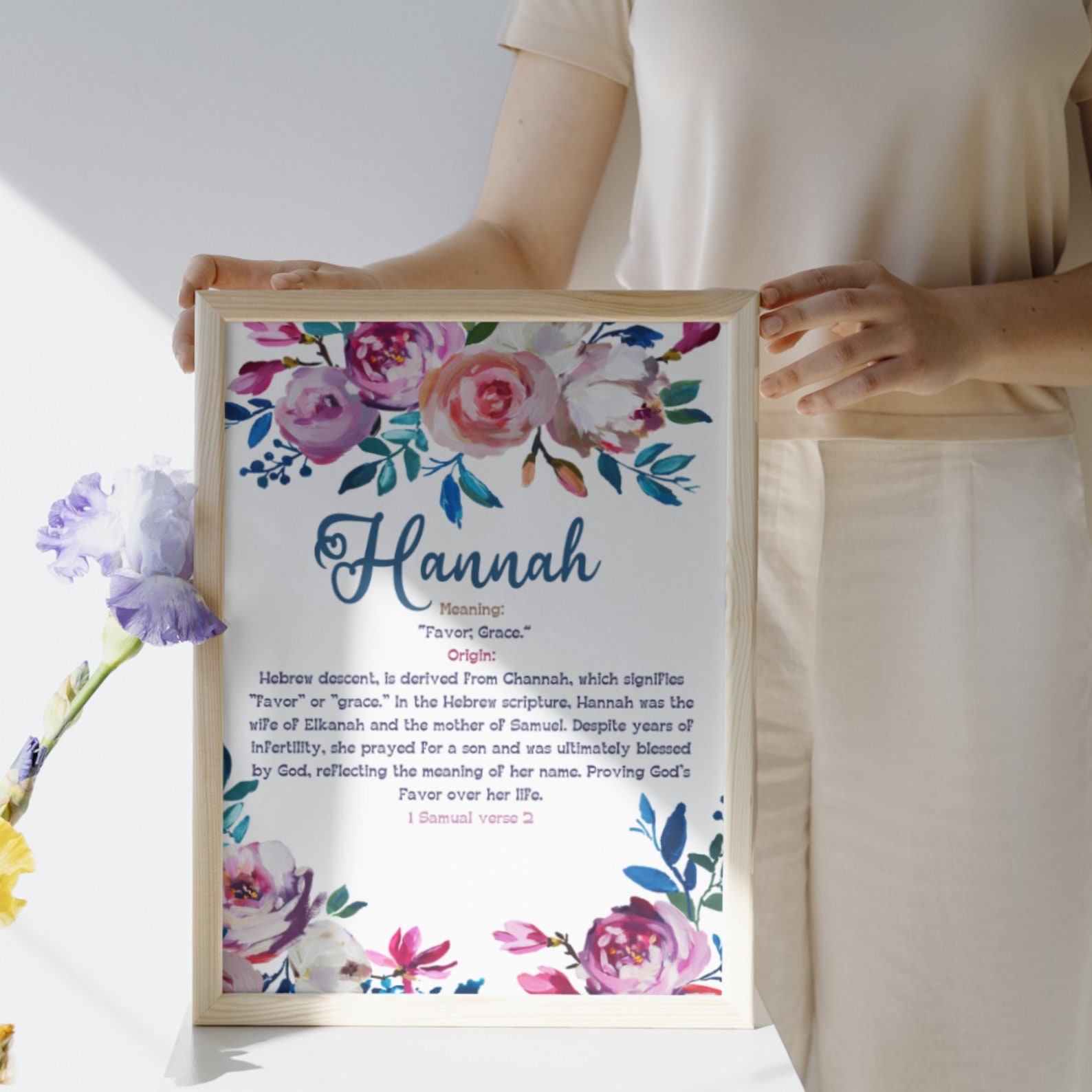 Personalized Floral Baby Name Meaning Print: Nursery Wall Art (digital ...