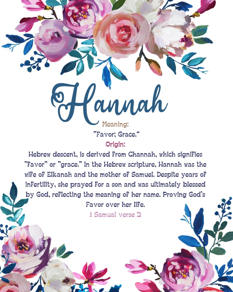 Personalized Floral Baby Name Meaning Print: Nursery Wall Art (digital ...