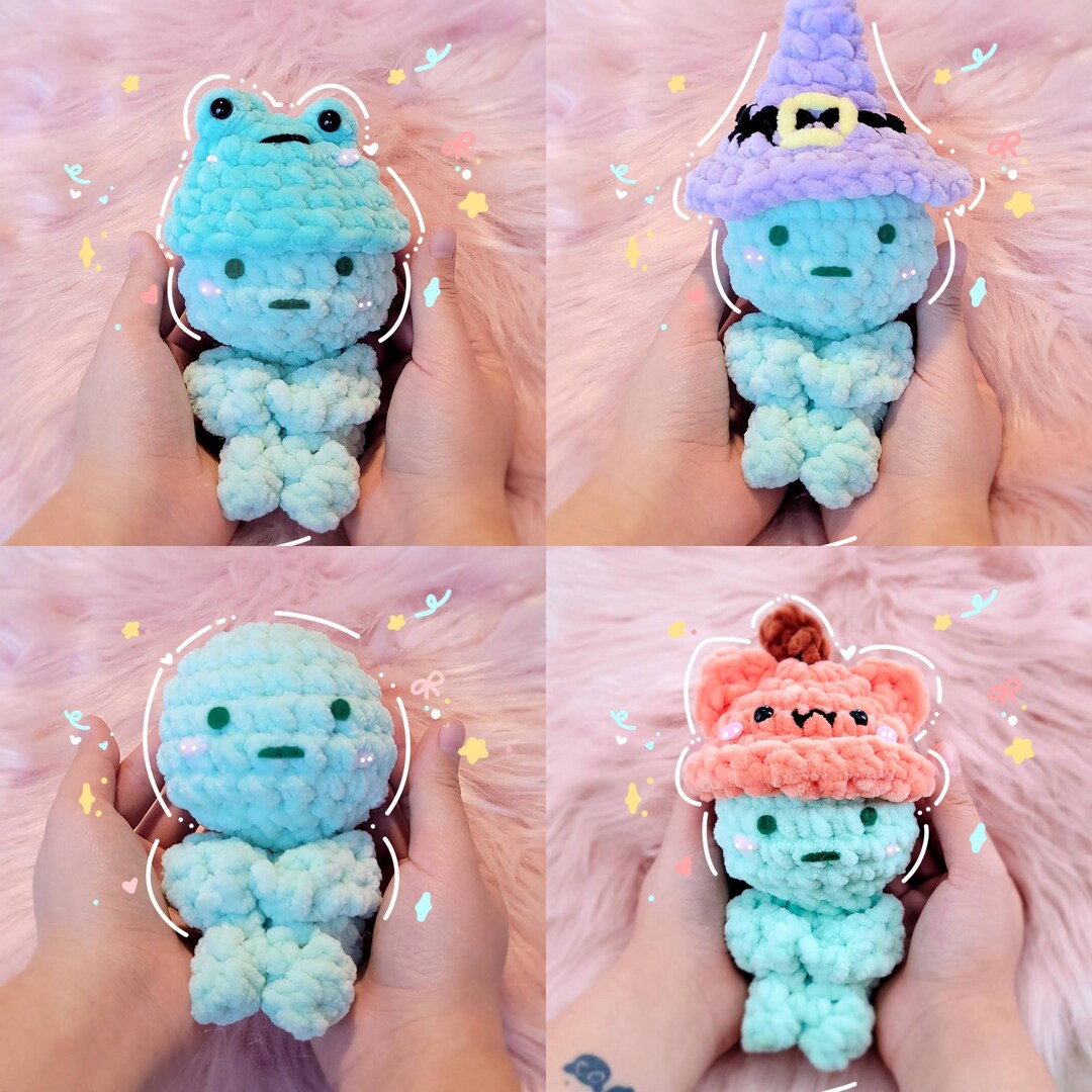 Bobble Head Smiski With Hats Crochet Plush - Etsy