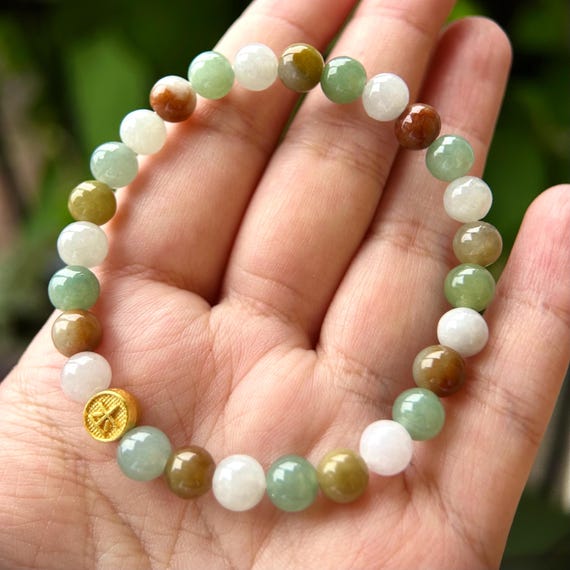 Jadeite Jade Bracelet Jewelry Gift for Her 100 Genuine Untreated High Quality Icy Type A Multi color Burmese 7mm Handmade in CANADA Etsy