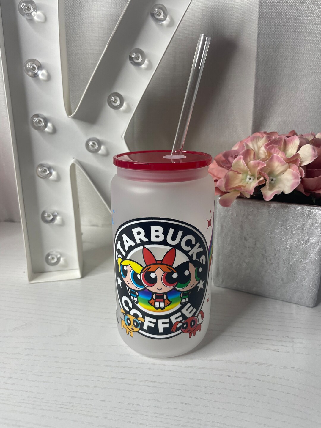 Powerpuff Girls/ Glass Tumbler/ Libbey Glass/ Glass Cup/ Personalized ...