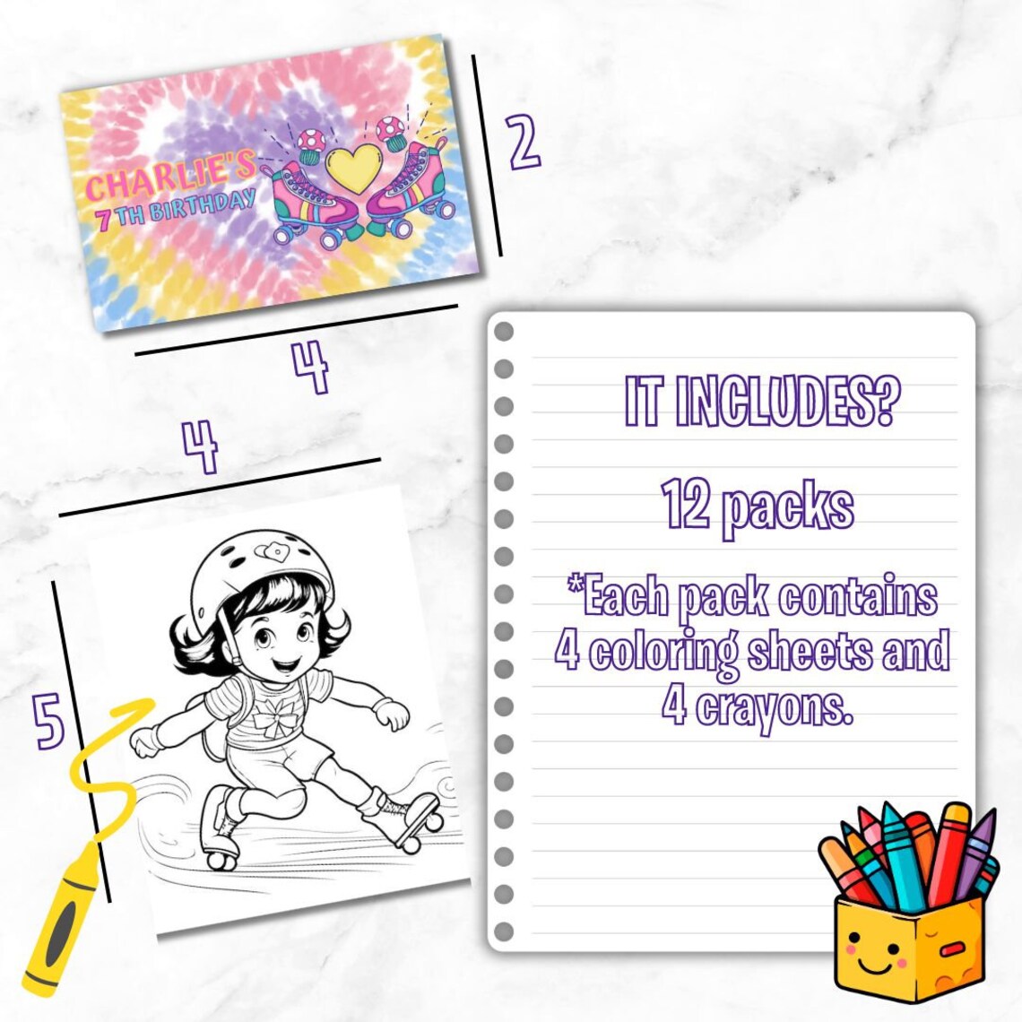 Roller Skate Coloring Pages & Crayons: Birthday Party Favors - Etsy