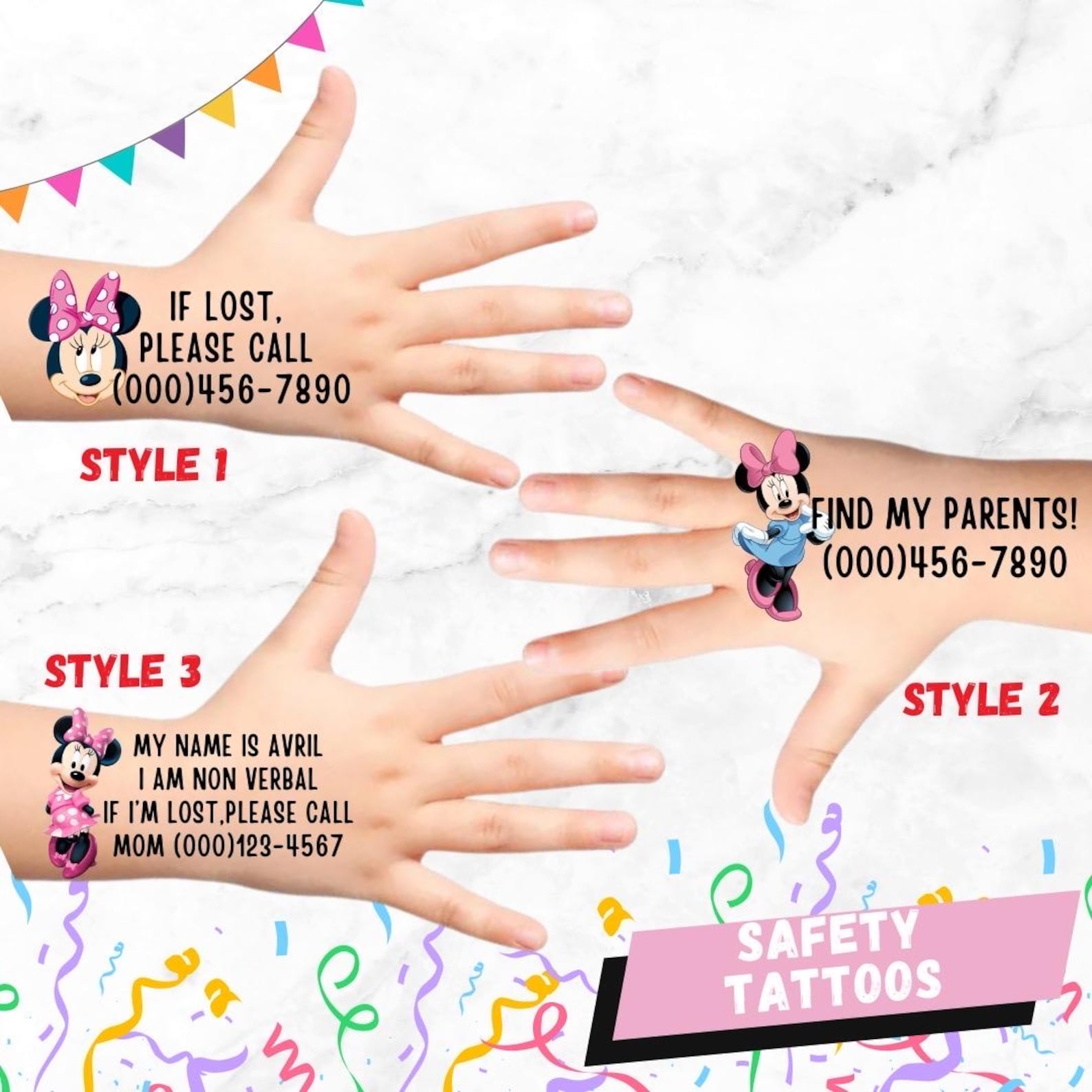 Safety Tattoos, Child Safety Tattoos, Emergency Contact Tattoos, If ...