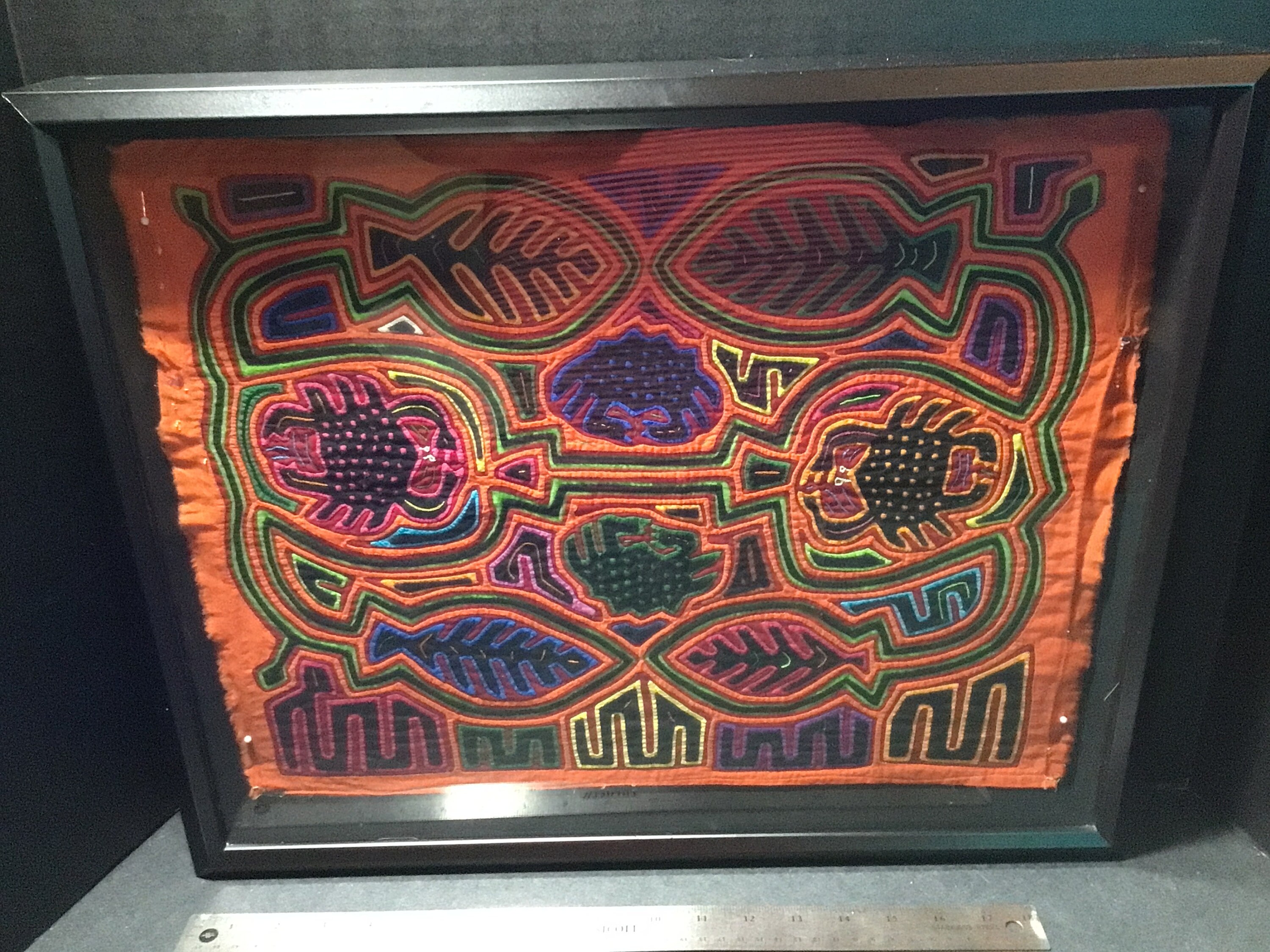 Vintage Kuna Handmade Mola Embroidery Textile Art Framed in Glass ...