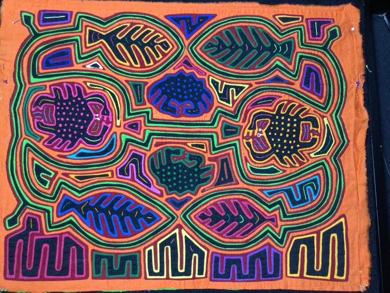 Vintage Kuna Handmade Mola Embroidery Textile Art Framed in Glass ...