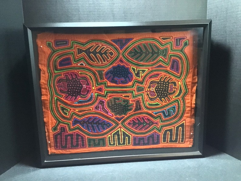 Vintage Kuna Handmade Mola Embroidery Textile Art Framed in Glass ...