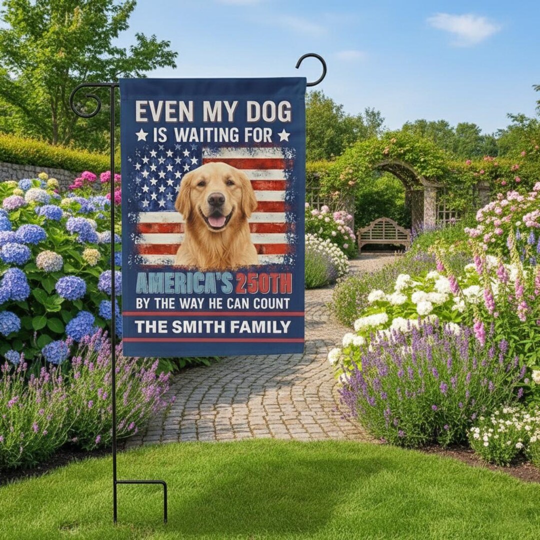 Custom Pet Patriotic Garden Flag, Personalized USA 250th Yard Flag ...