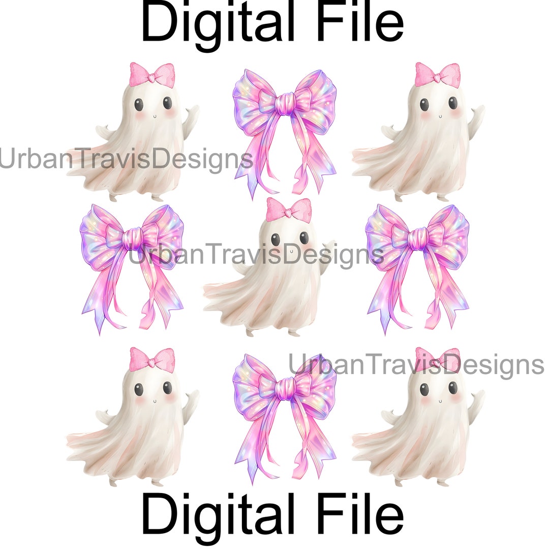 Pink Ghost Png, Ghost Collage File Png, Halloween Png, Cute Pink ...