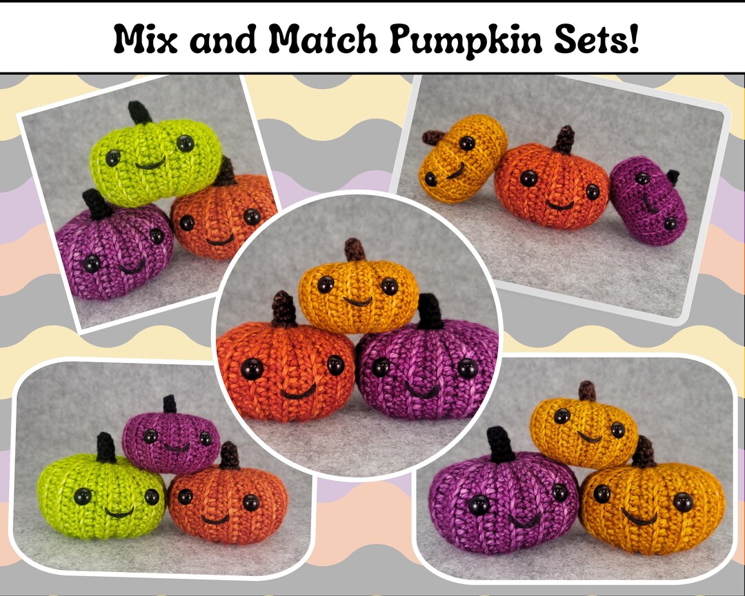 Mix and Match Set of Three Smiley Pumpkins for Halloween and Autumn ...