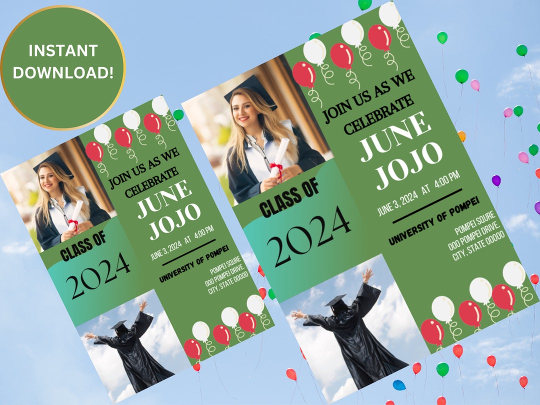 Canva, Canva Graduation Party, Editable Template, Graduation Editable ...