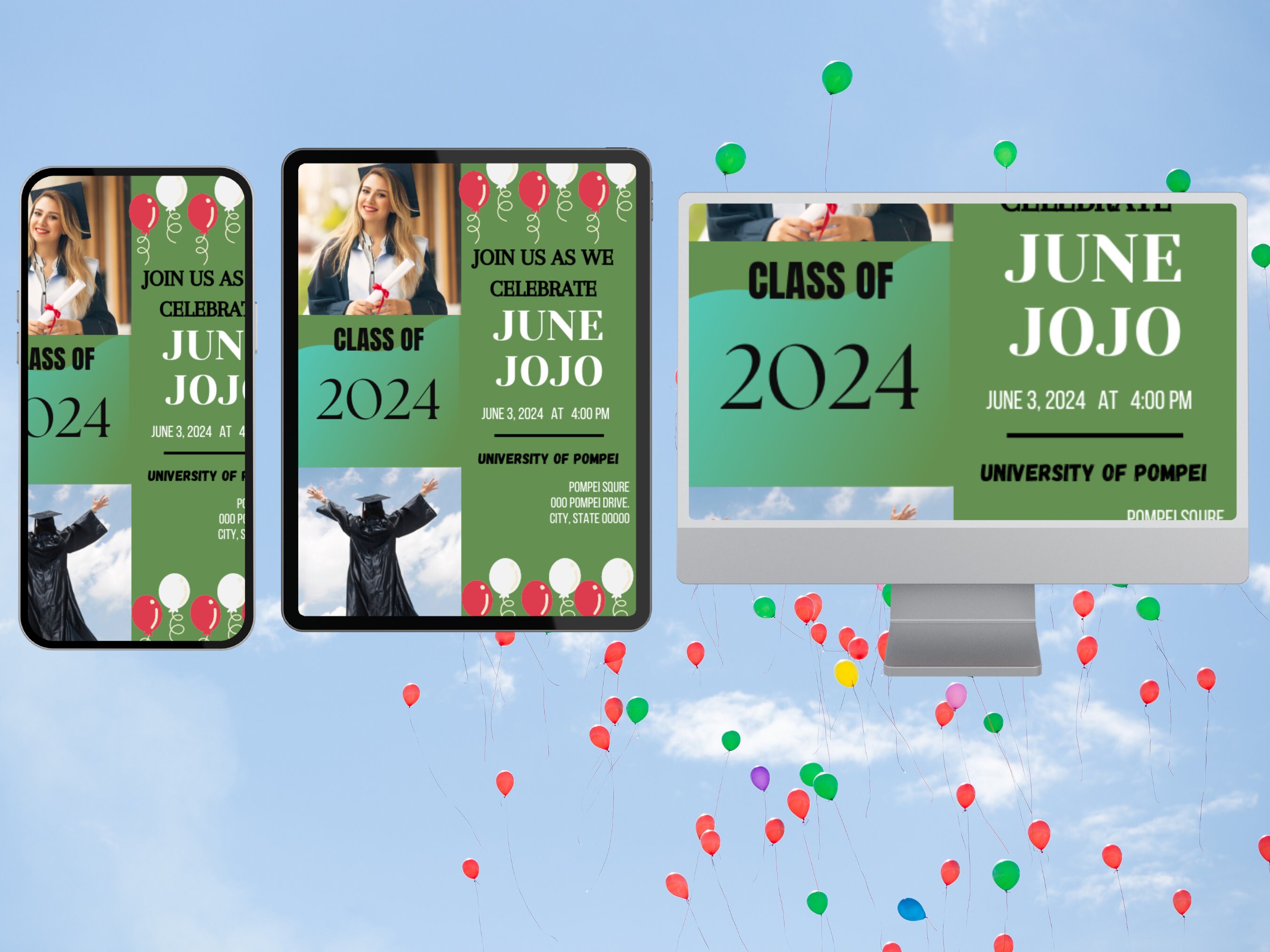 Canva, Canva Graduation Party, Editable Template, Graduation Editable ...