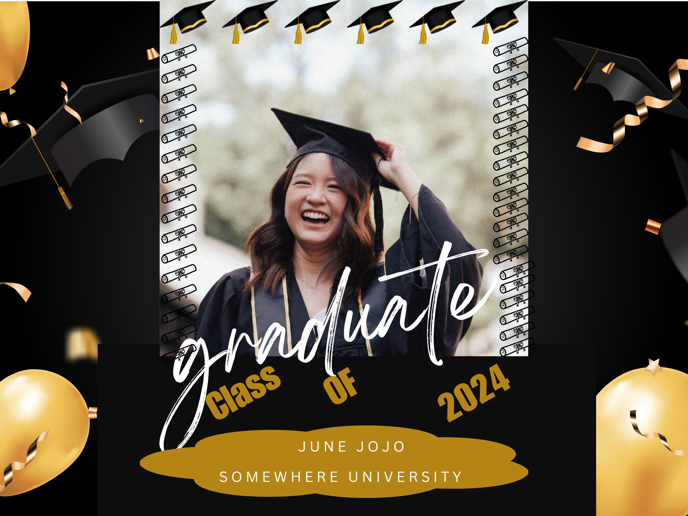 Invitation,canva,graduationparty, Editable Template,graduation Editable ...