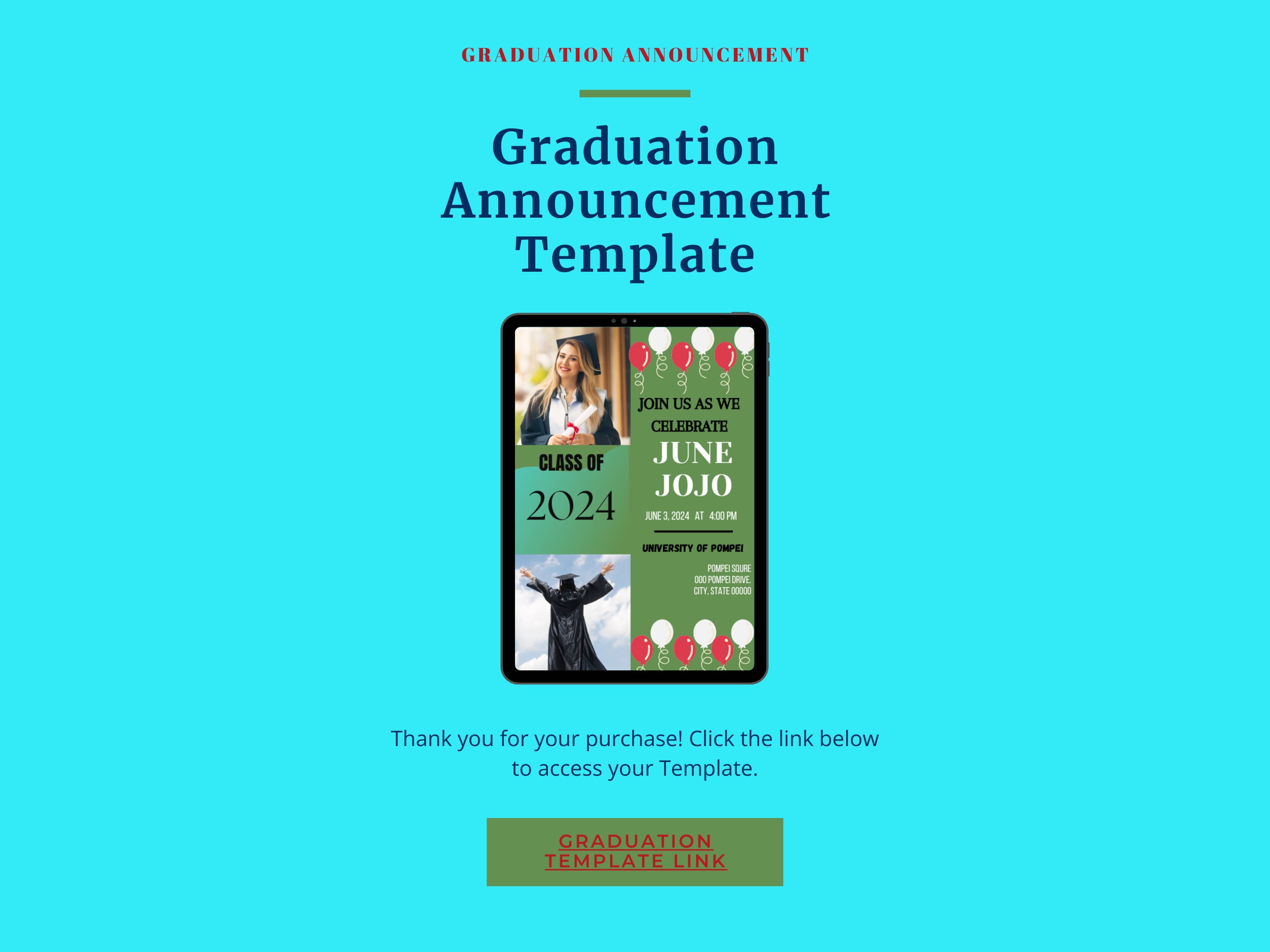 Canva, Canva Graduation Party, Editable Template, Graduation Editable ...