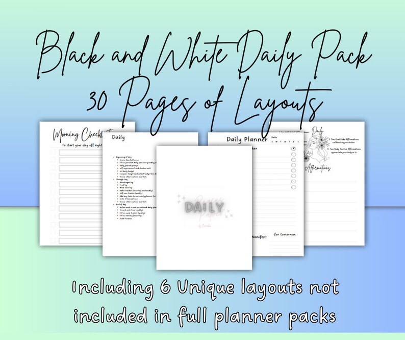 Simplify Your Day: the 30-page Black & White Daily Printable Planning ...