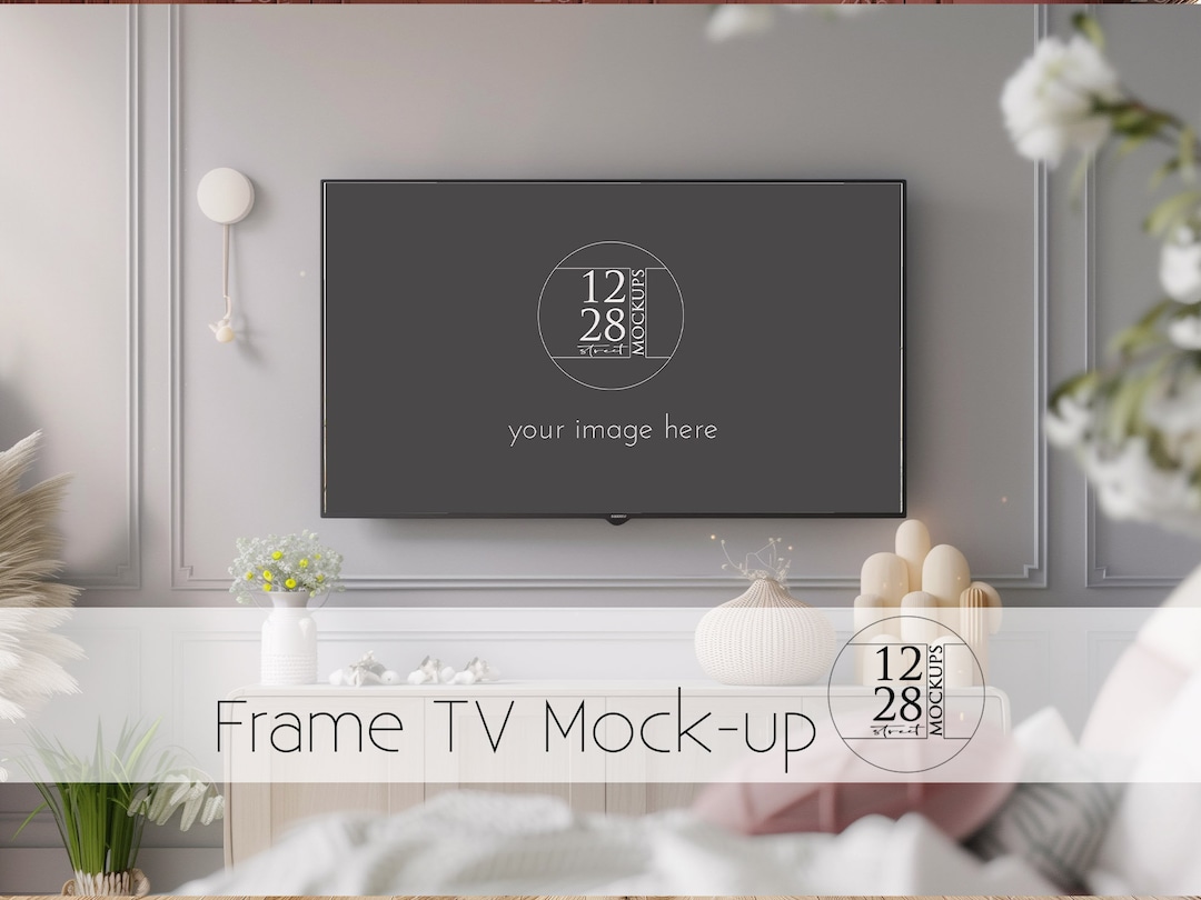 Frame TV Mockup, TV Frame Mockup, Bedroom TV Mockup, Modern Farmhouse ...