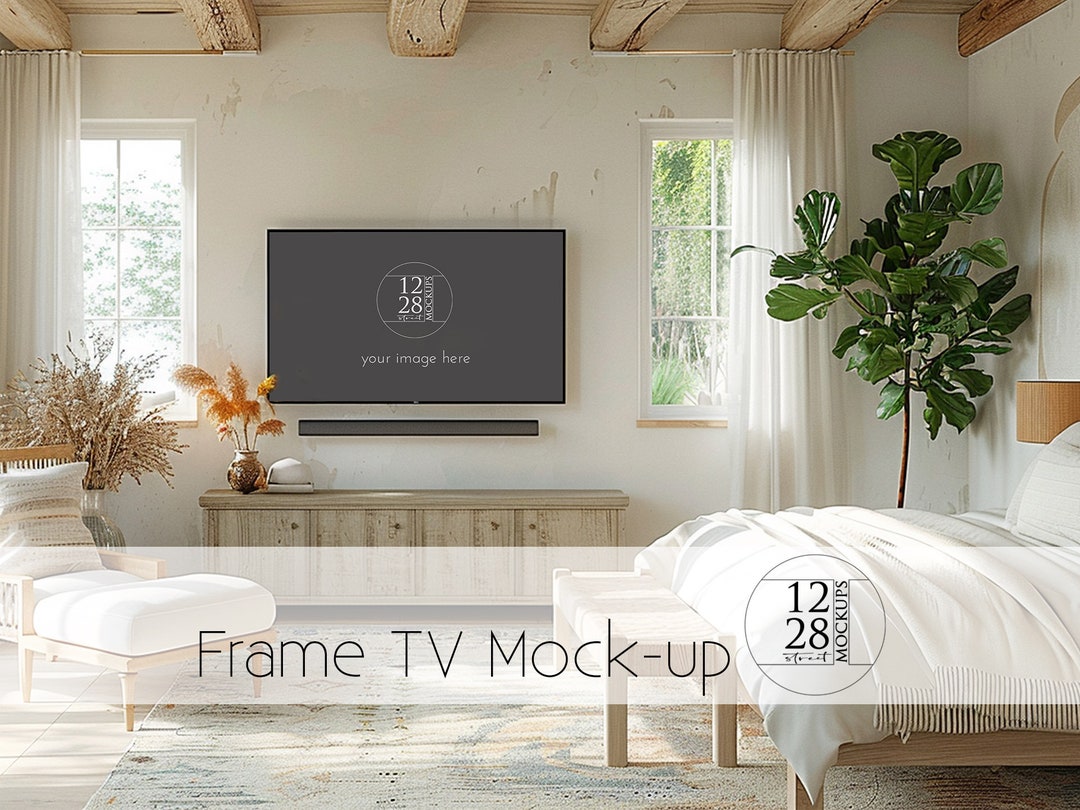 Frame TV Mockup, TV Frame Mockup, Bedroom TV Mockup, Samsung Tv Mockup ...
