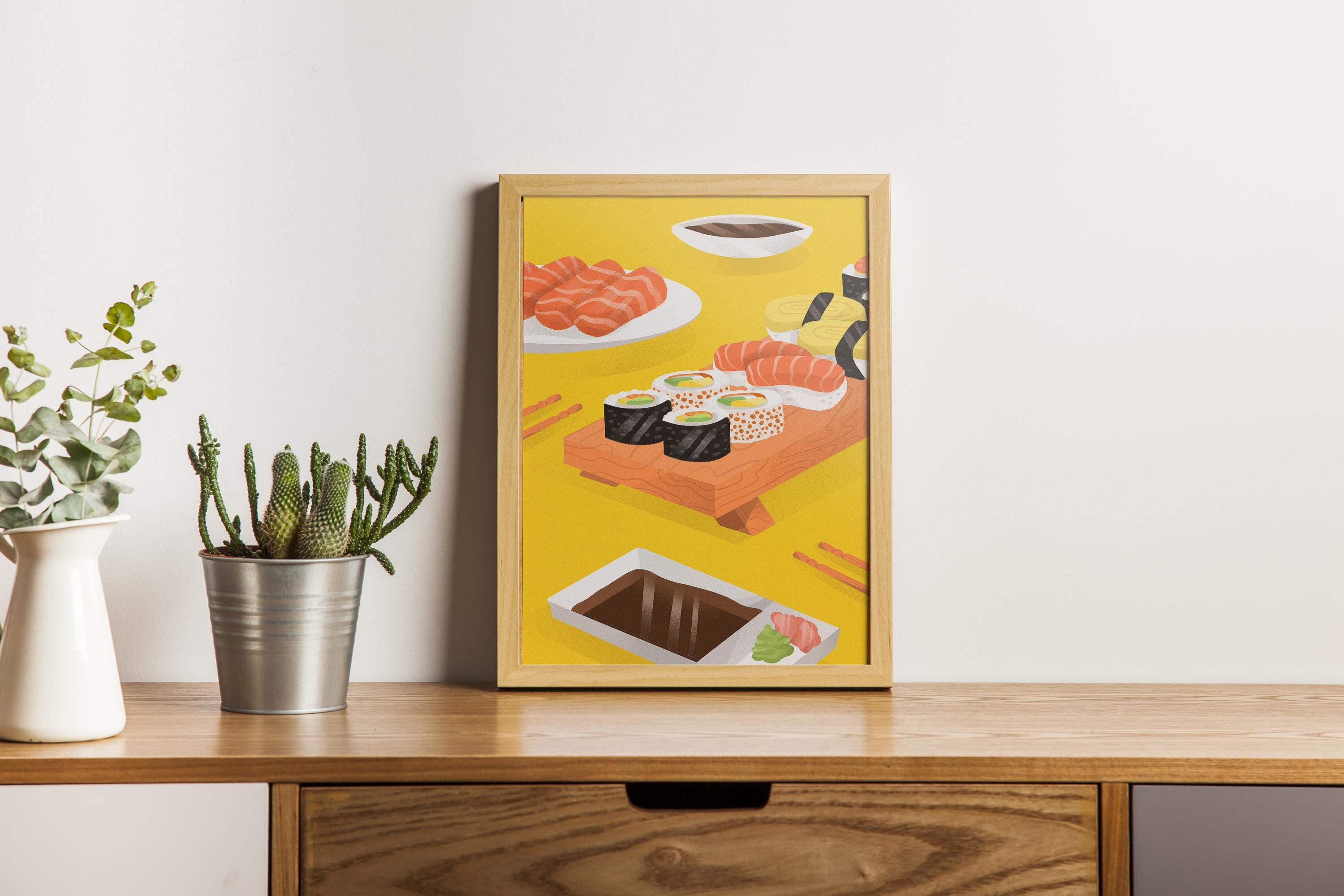 Printable Wall Art, Sushi, Sashimi and Japanese Maximalist Original ...