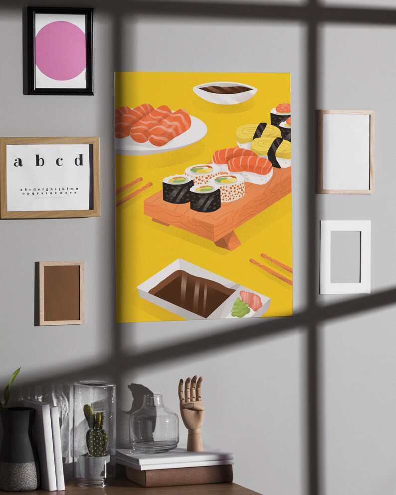 Printable Wall Art, Sushi, Sashimi and Japanese Maximalist Original ...