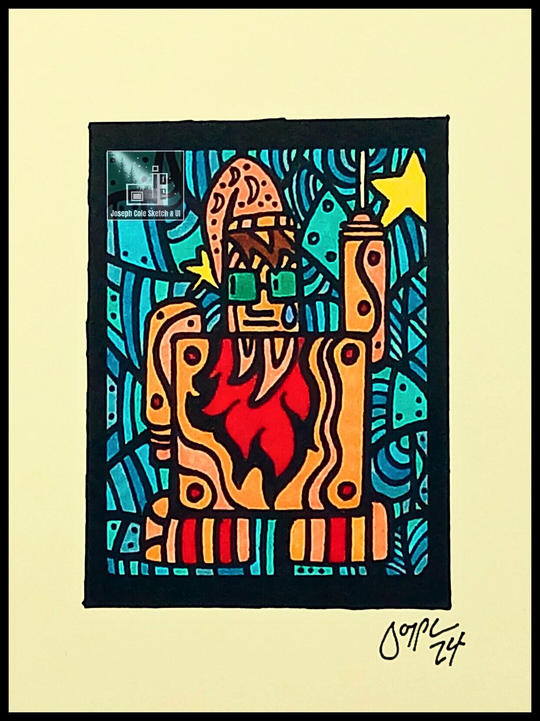 Original Ink Character Drawing Freeze & Fire Cube - Etsy