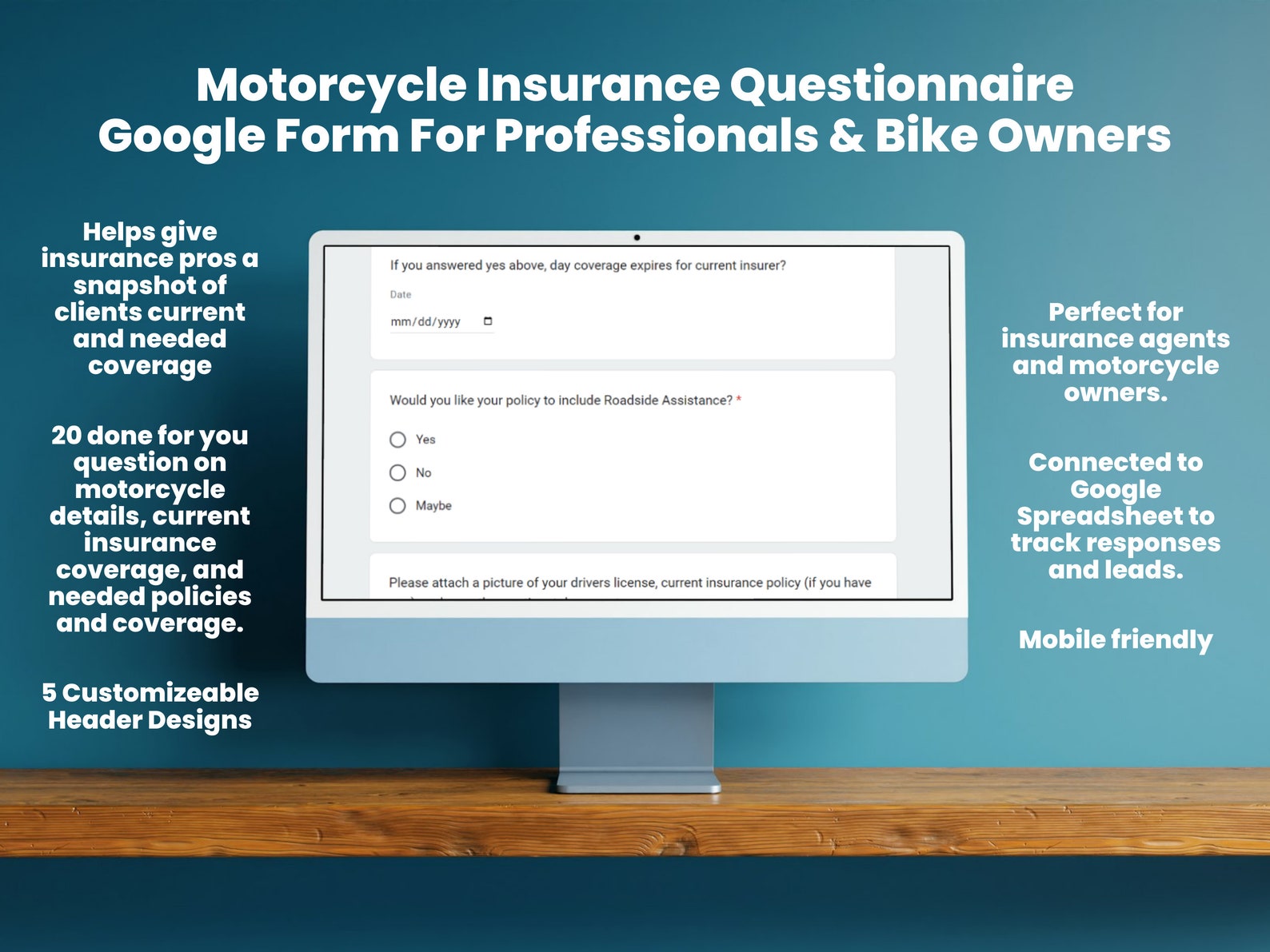 Motorcycle Insurance Form Template – Editable Google Form for Agent ...