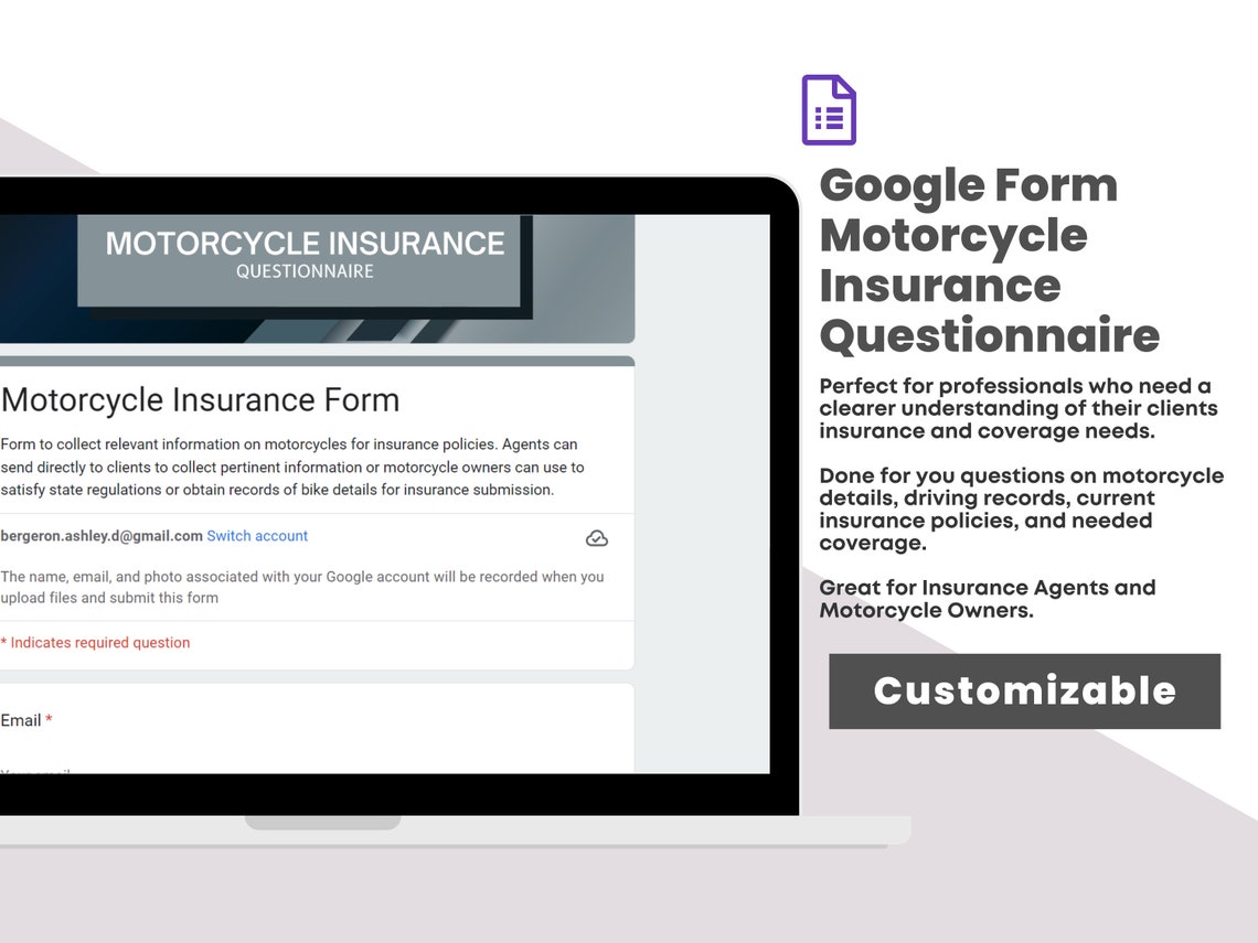 Motorcycle Insurance Form Template – Editable Google Form for Agent ...