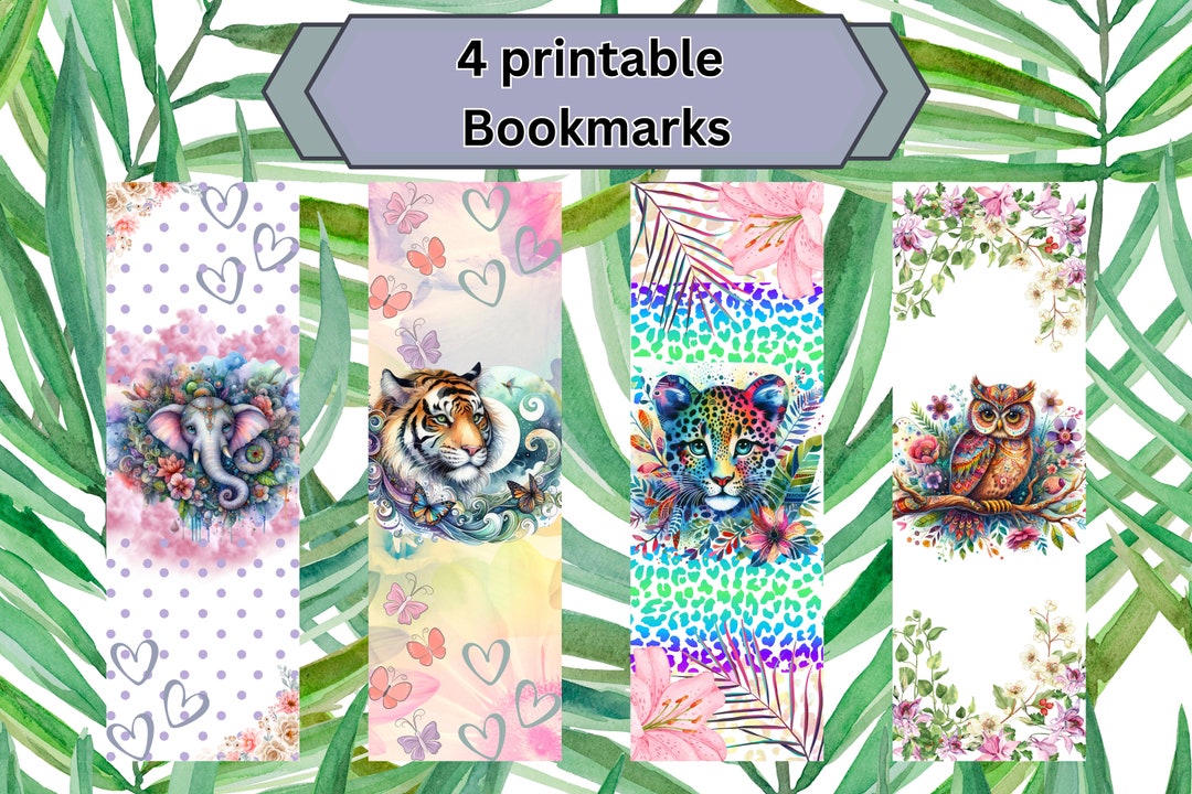 Printable Digital Bookmarks, Jungle Themed Floral, Whimsical Fantasy ...