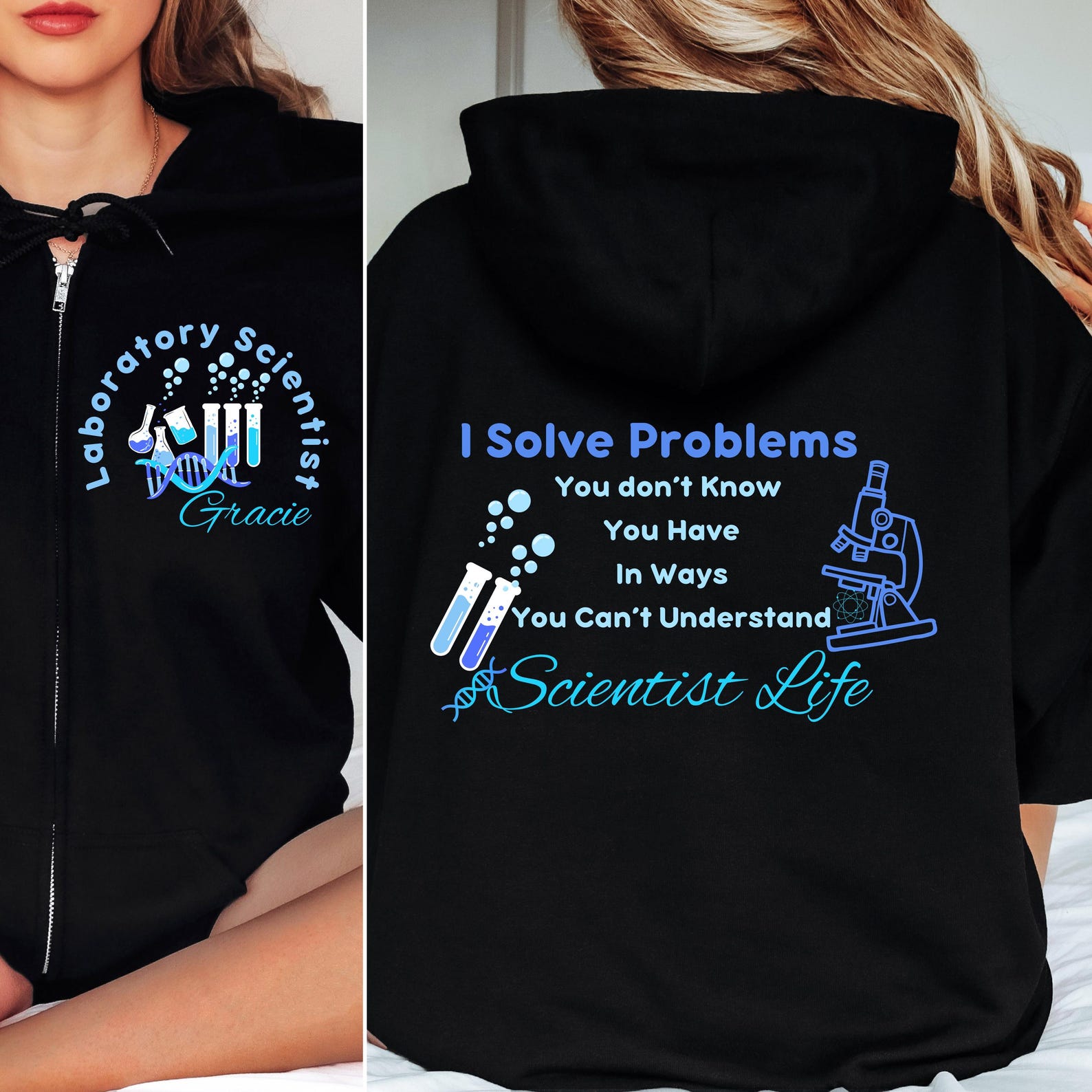 Medical Scientist Full Zip Hoodie: Funny 'I Solve Problems' Quote - Etsy
