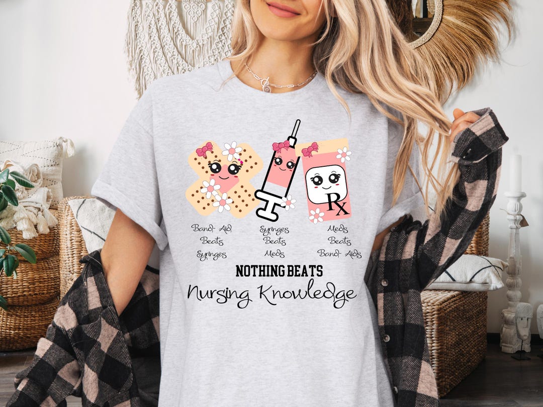 Medical Cute Funny T-shirt, Band Aids Syringes Medication Humor Tee ...
