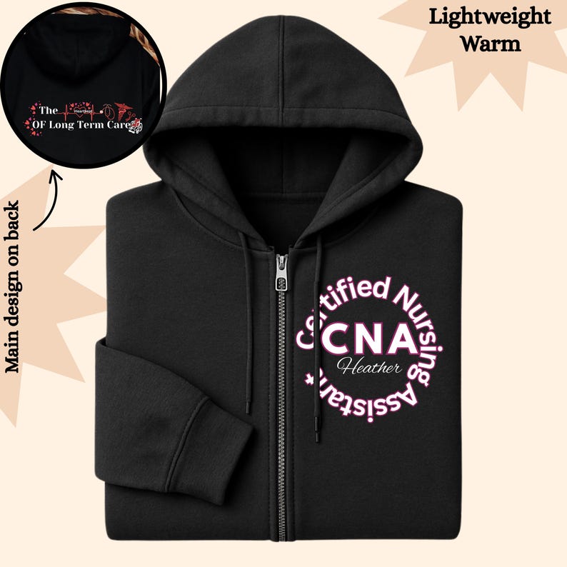 Personalized CNA Full Zip Hoodie: Nursing Assistant Gift - Etsy